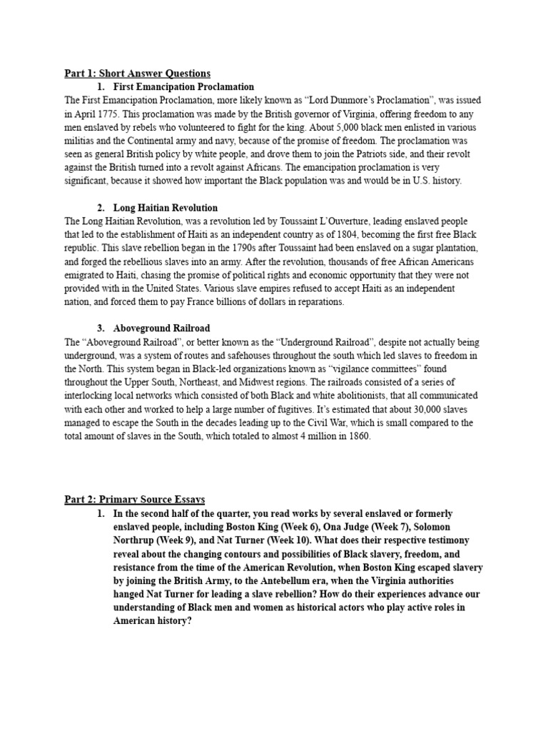 Ruby Rojas- History Final | PDF | Slavery In The United States | Slavery