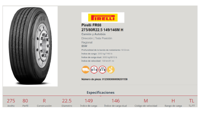 Ficha Tecnica Pirelli | PDF