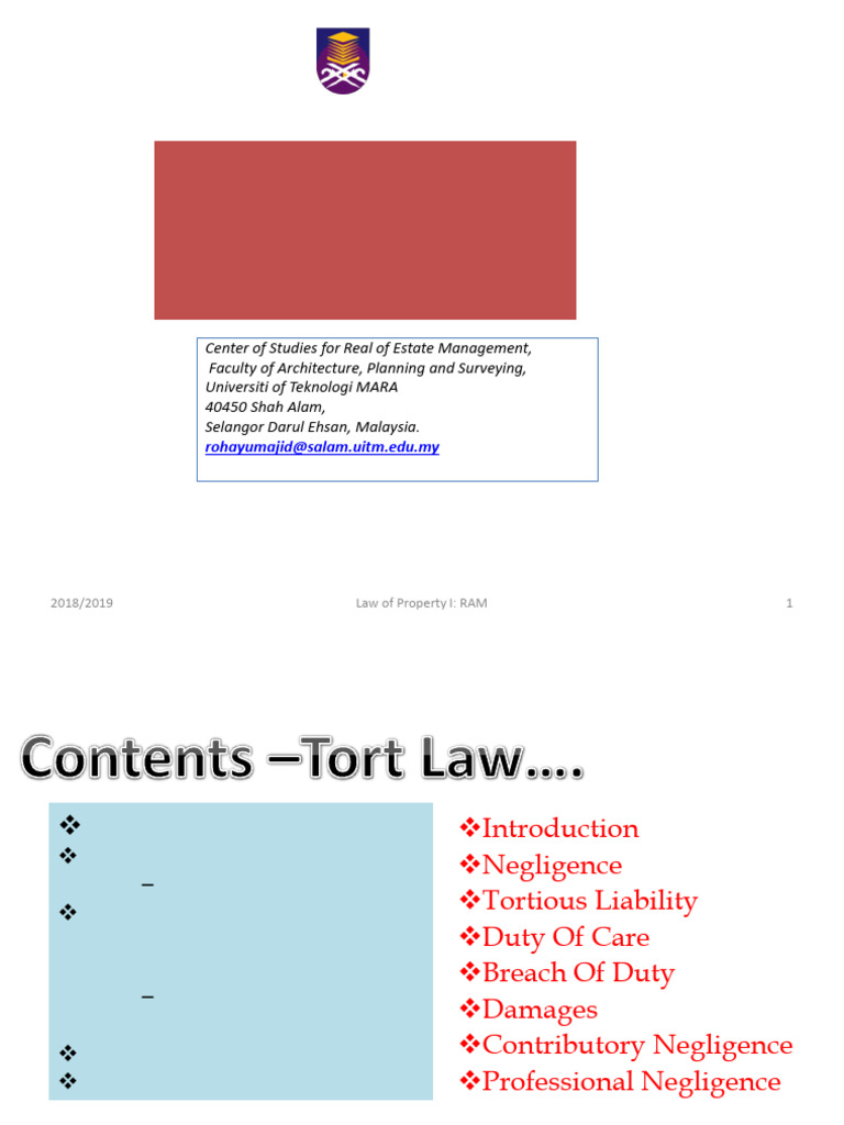 Tort Intro | PDF | Tort | Damages
