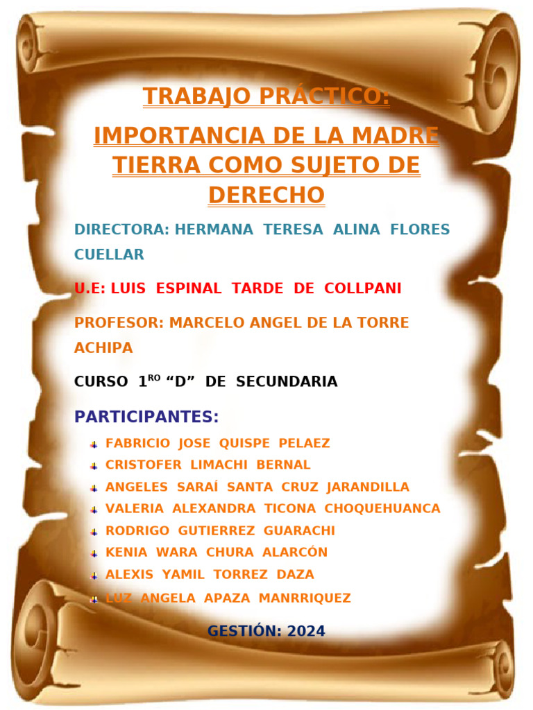 Trabajo Práctico: Importancia de La Madre Tierra Como Sujeto de Derecho | PDF