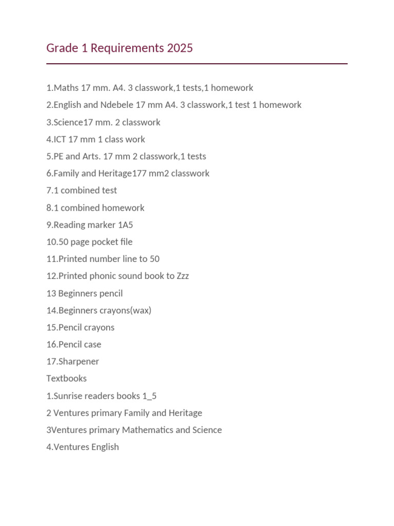 School requirements | PDF