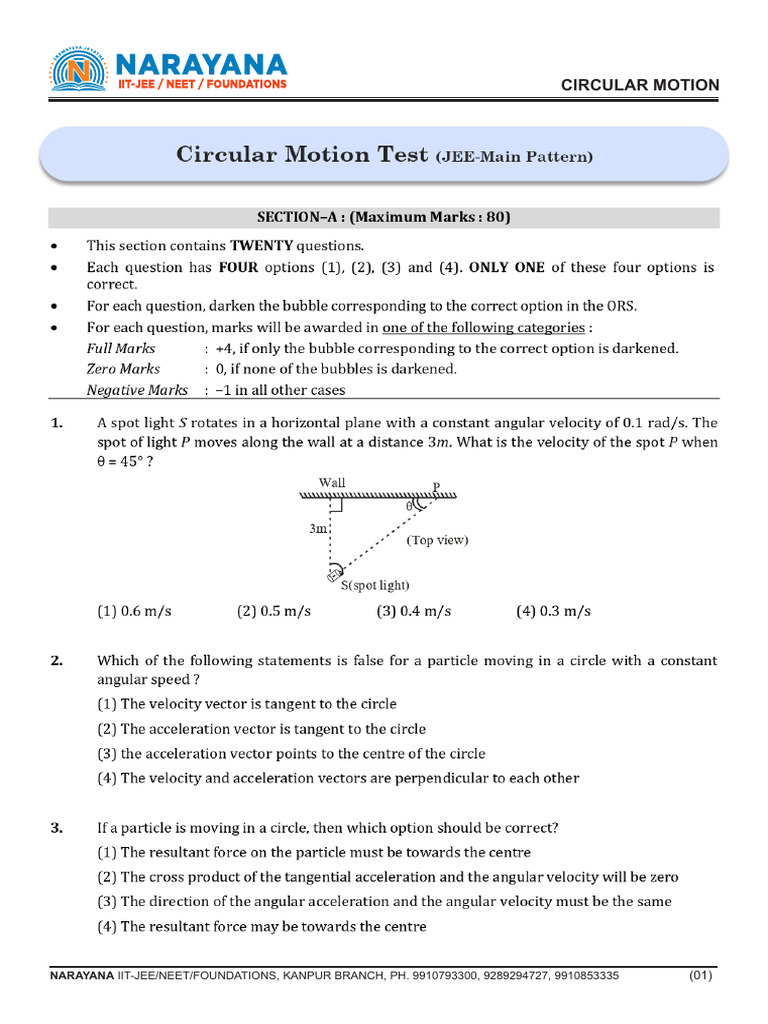 Circular Motion - (M) | PDF
