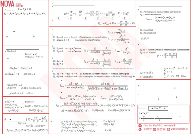 FÓRMULAS EcE T1-T2 (1er Parcial) GRADO ADE UB | PDF | Mínimos cuadrados ...
