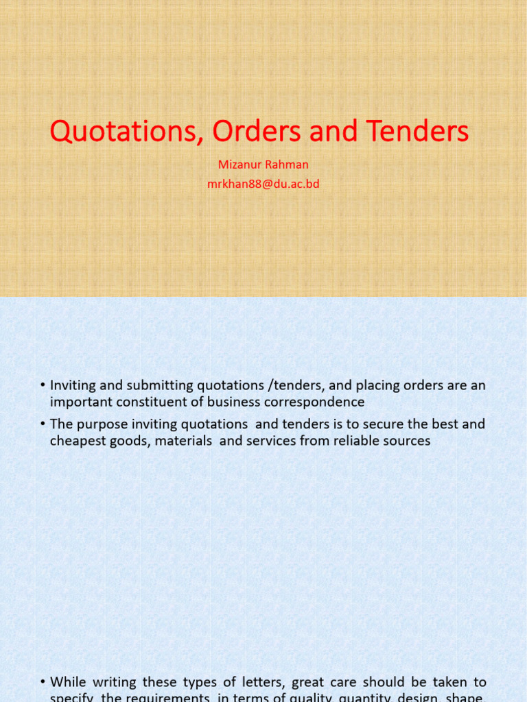 Quotations, orders, Tenders (1) (1) | PDF | Payments | Prices