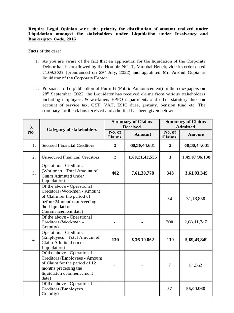 Liquidation Stakeholder Distribution Guide | PDF | Bankruptcy | Liquidation