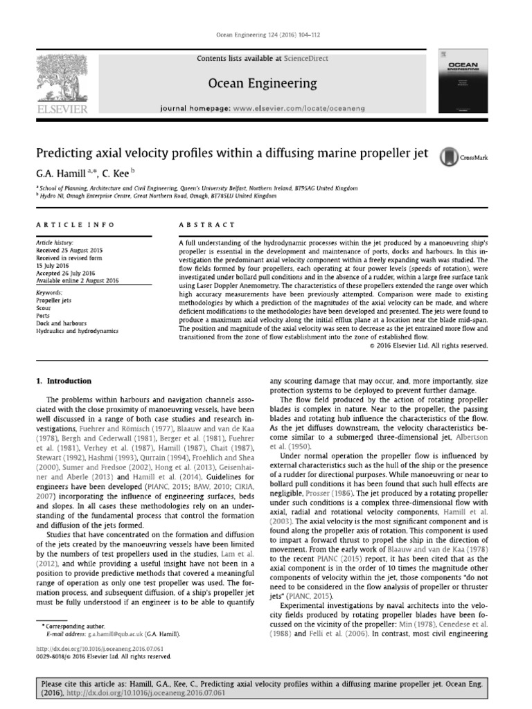 Predicting Axial Velocity Profiles Within A Diffusing Marine Propeller ...