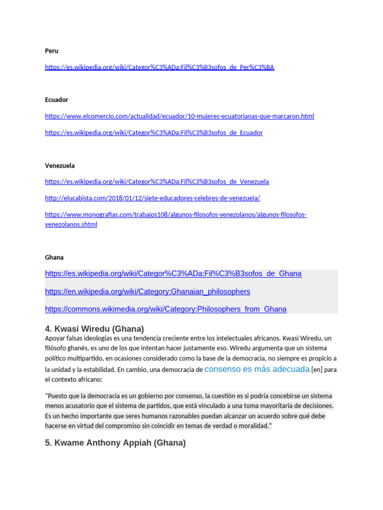 Filósofos Destacados de América y África | PDF | Educación en artes ...