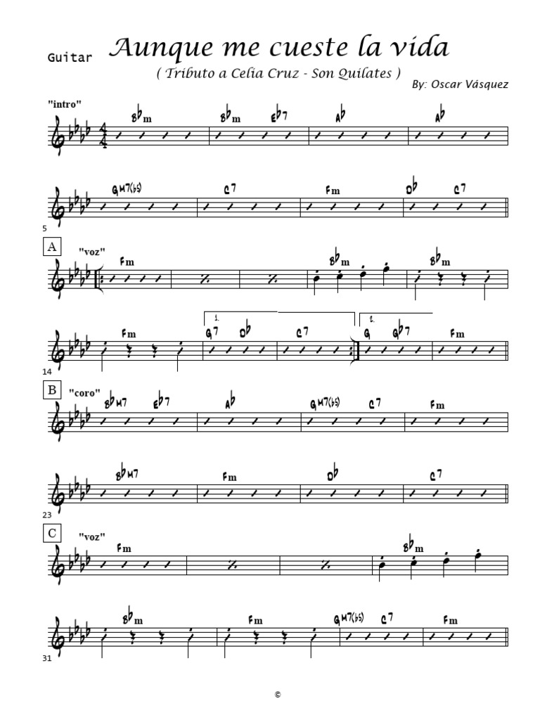 Aunque Me Cueste La Vida - Guitar | PDF