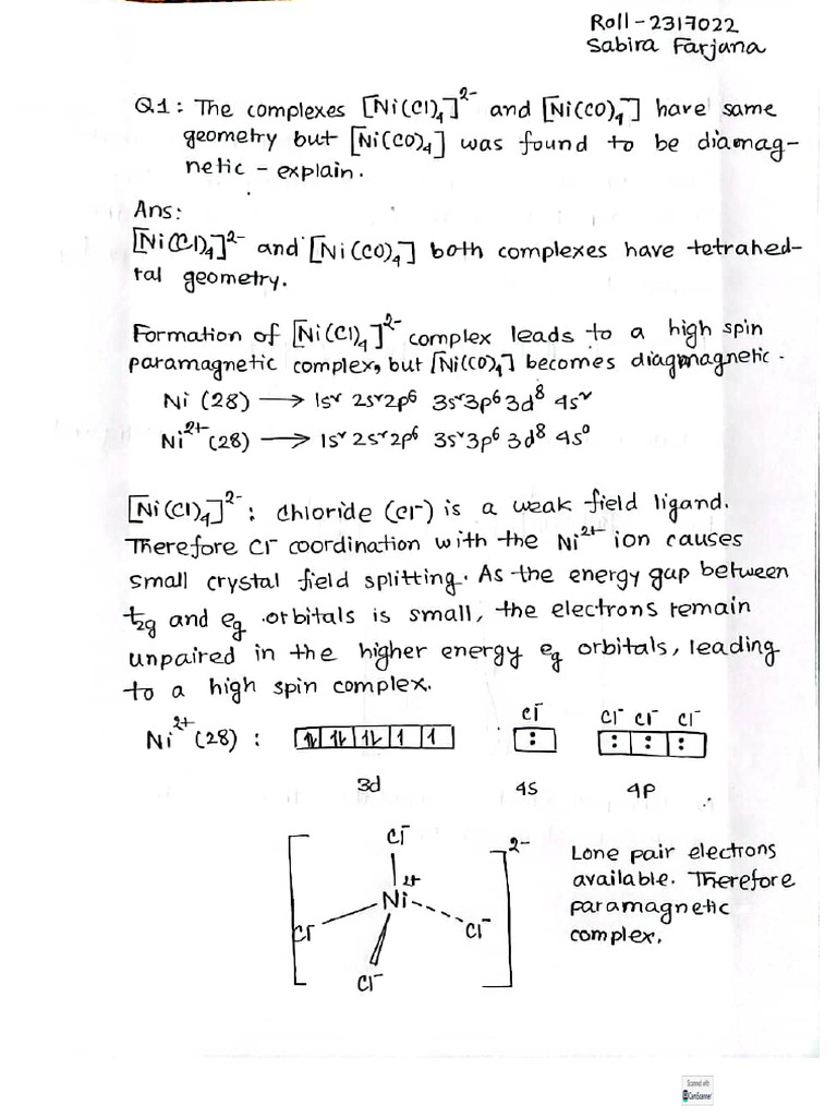 2317022 chemistry assignment 01 | PDF