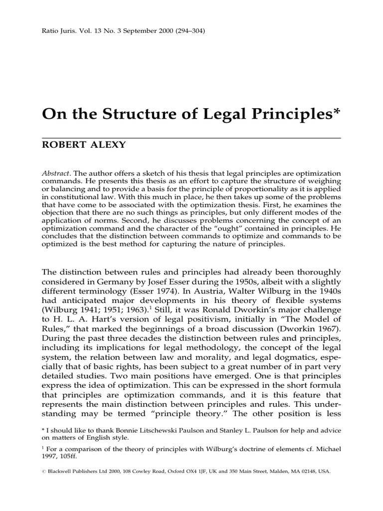 Alexy - On The Structure of Legal Principles | PDF | Thought | Theory