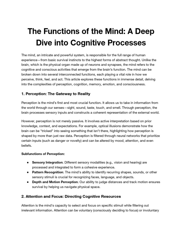 The Functions of the Mind_ A Deep Dive into Cognitive Processes | PDF ...