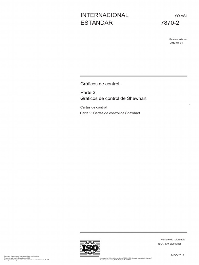 Cartas de Control ISO 7870-2:2013 | PDF | Estadísticas | Organización ...
