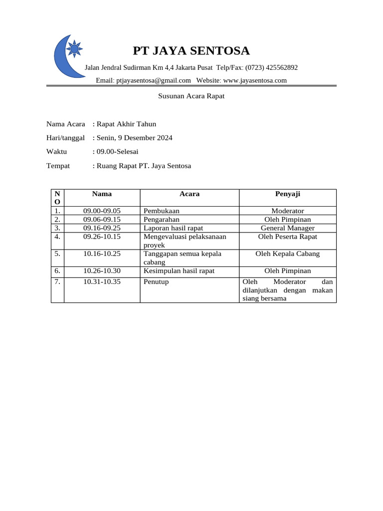 Susunan Acara Rapat Pdf