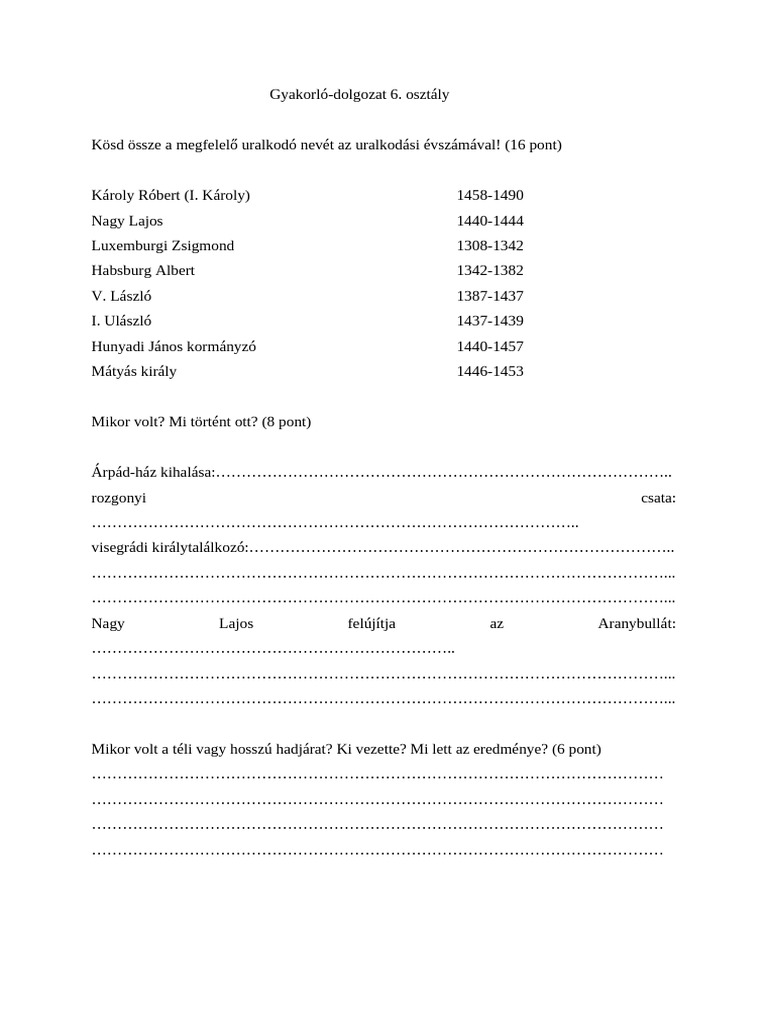 Gyakorló-Dolgozat 6 | PDF