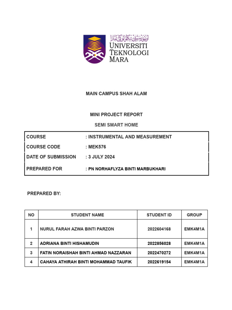 Semi Smart Home Project Report | PDF | Computing | Computer Science