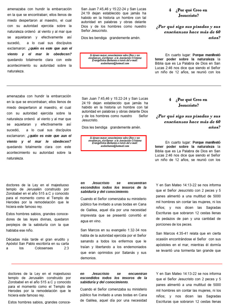 4. Triptico Mensaje 4 Porque Creo en Jesucristo en Cuarto Lugar Arial ...