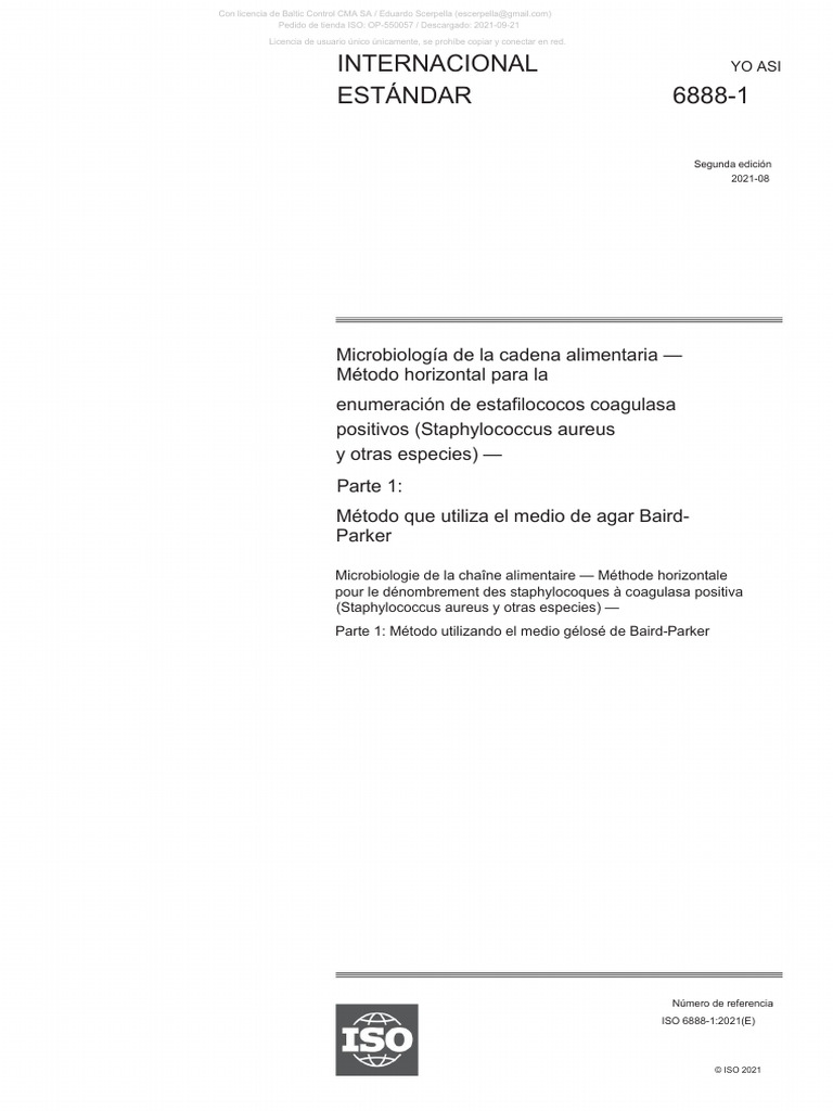 Iso 6888-1-2021 Español | PDF | Organización internacional para la estandarización