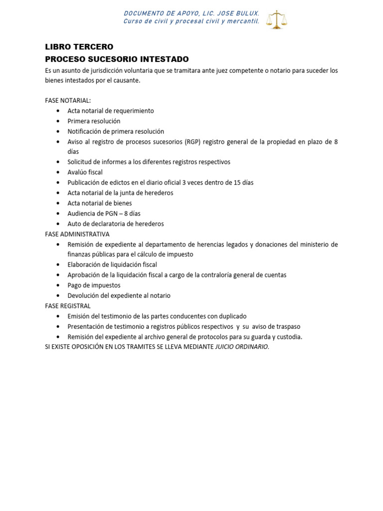 Proceso Sucesorio Intestado Completo | PDF