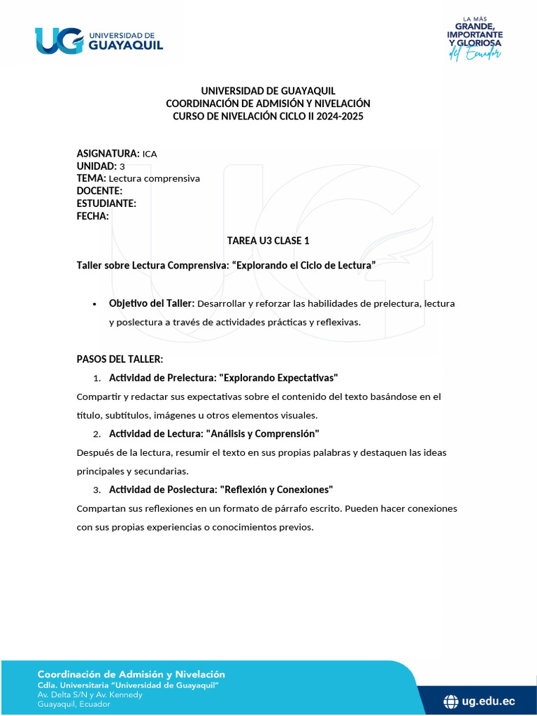 U4-TAREA 1-S6- ESTUDIANTE | PDF | Comprensión lectora