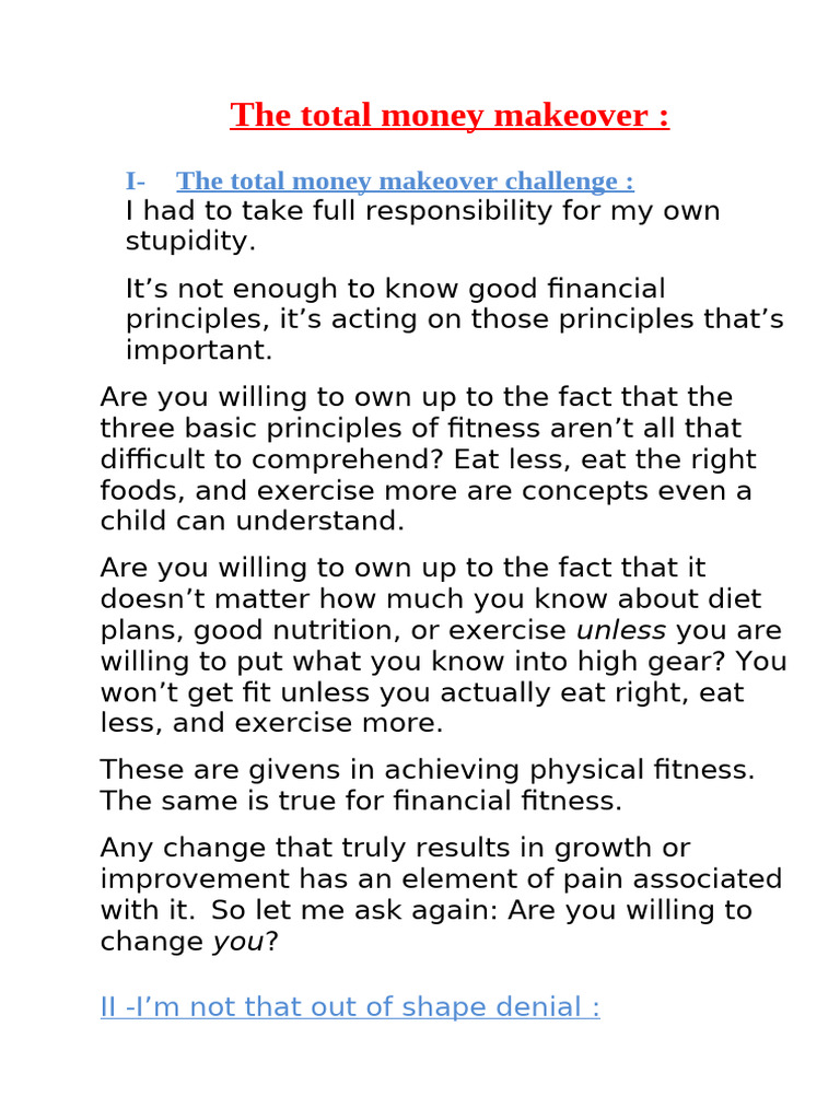 Total Money Makeover Guide PDF | PDF | Debt | Physical Fitness
