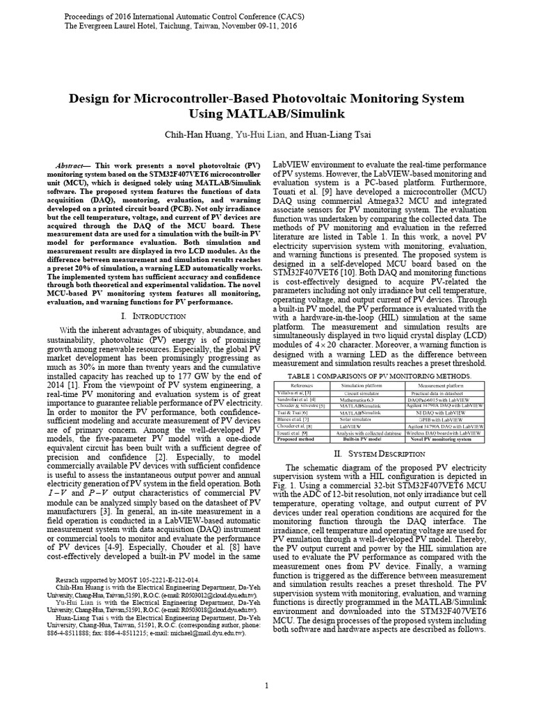 Design For Microcontroller-Based Photovoltaic Monitoring System Using MATLAB Simulink | PDF ...