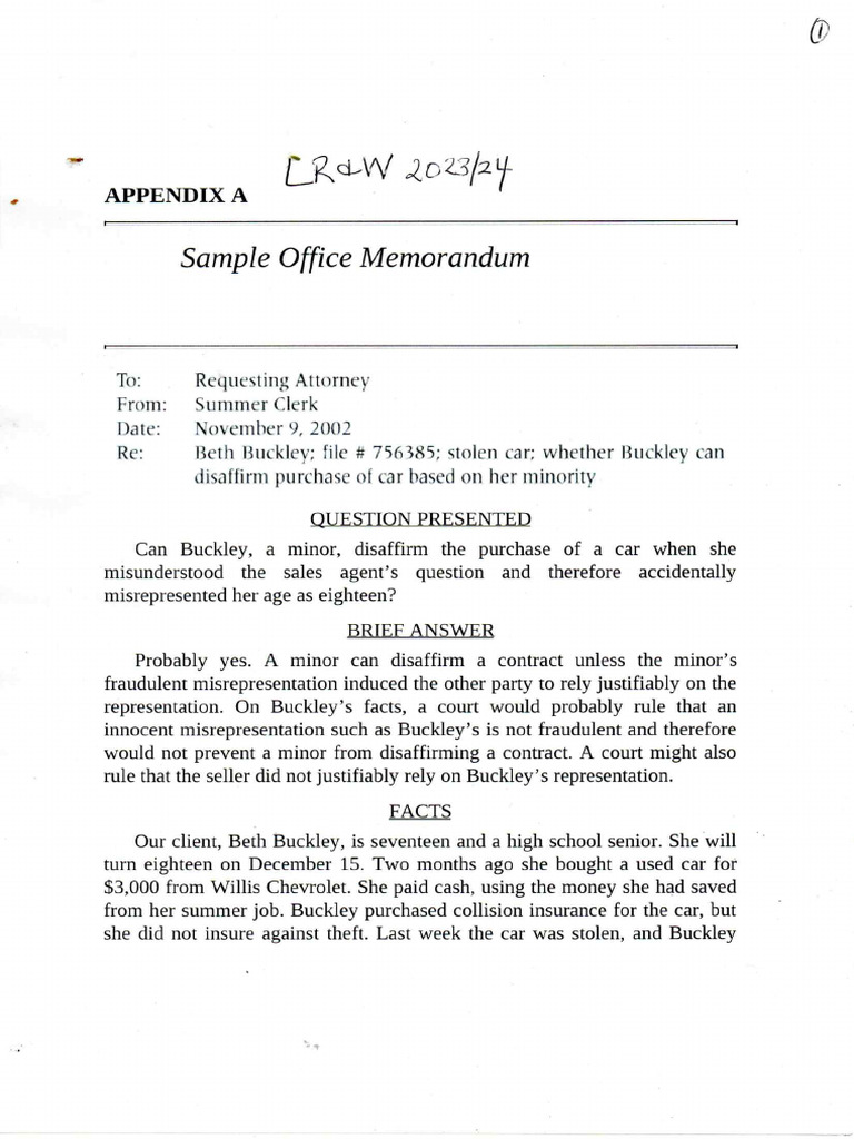 Appendix A (Sample Office Memorandum) | PDF