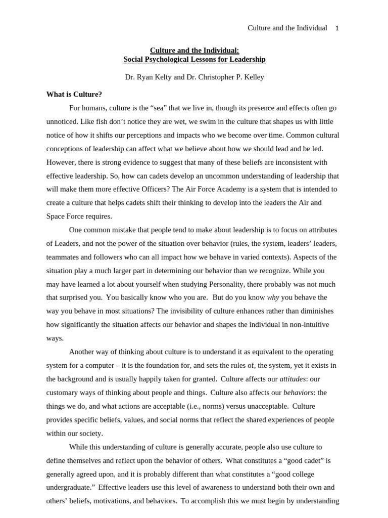 L06 Culture and The Individual | PDF | Socialization | Identity (Social ...