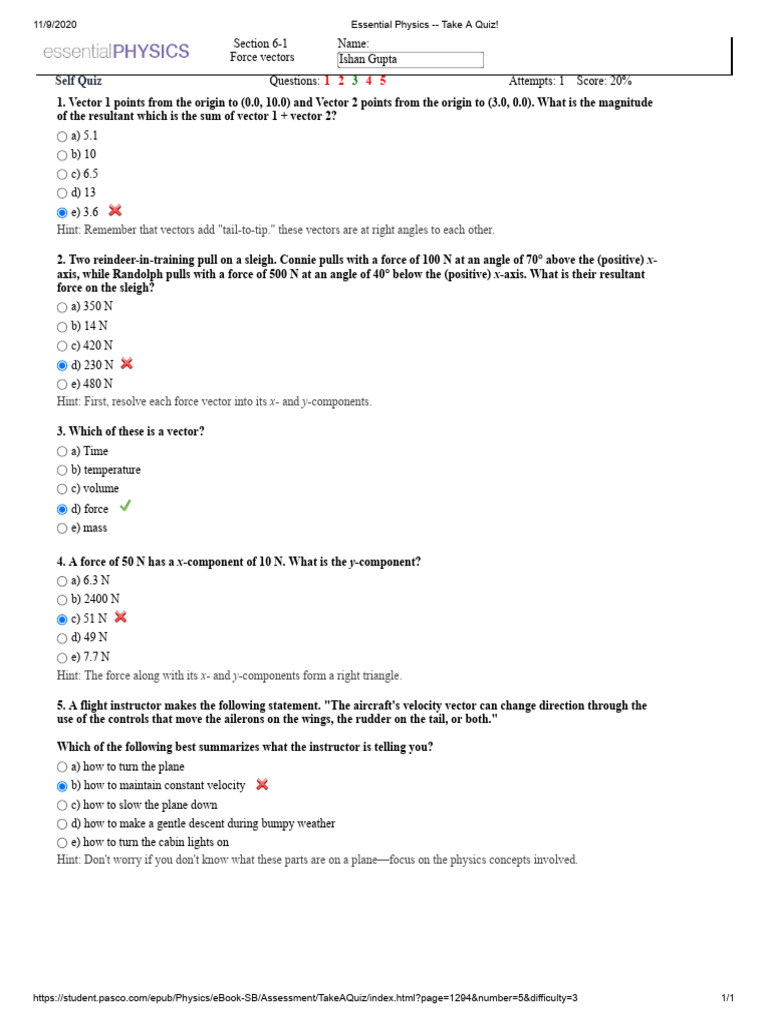 Essential Physics -- Take A Quiz! 16 | PDF
