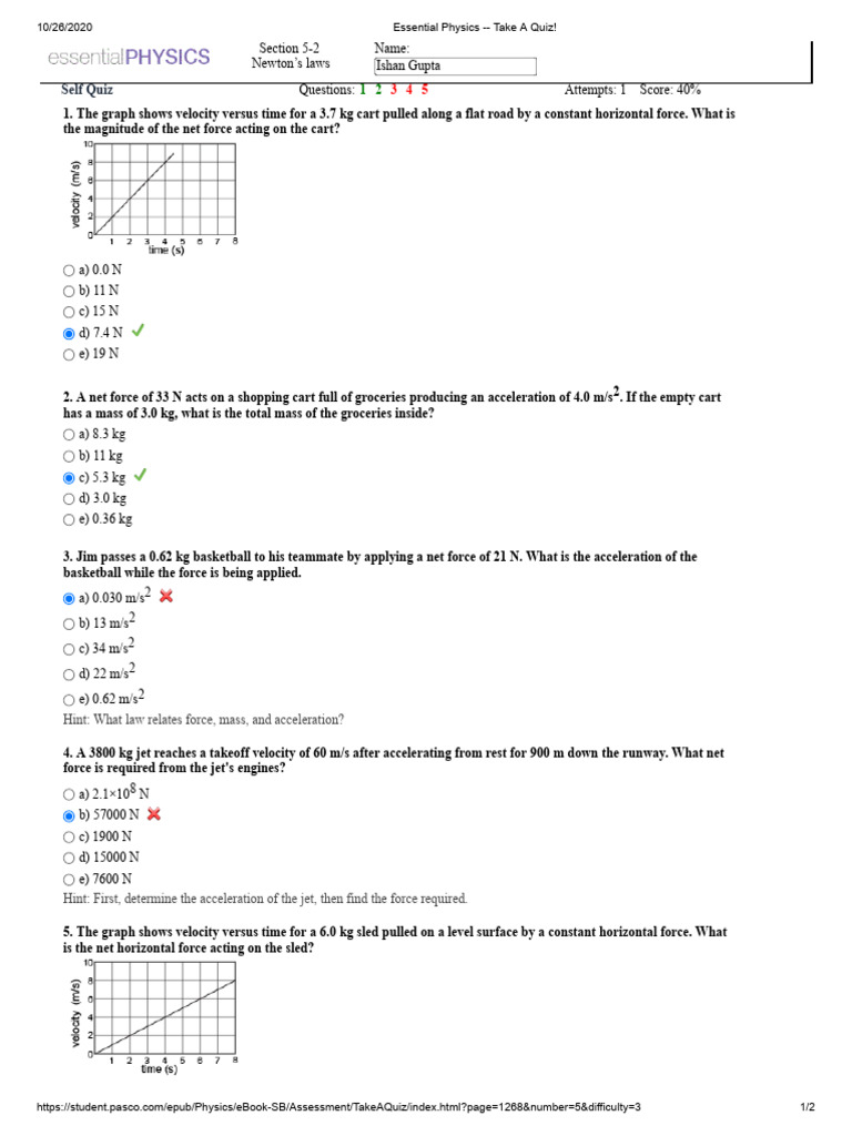 Essential Physics - Take A Quiz! 12 | PDF