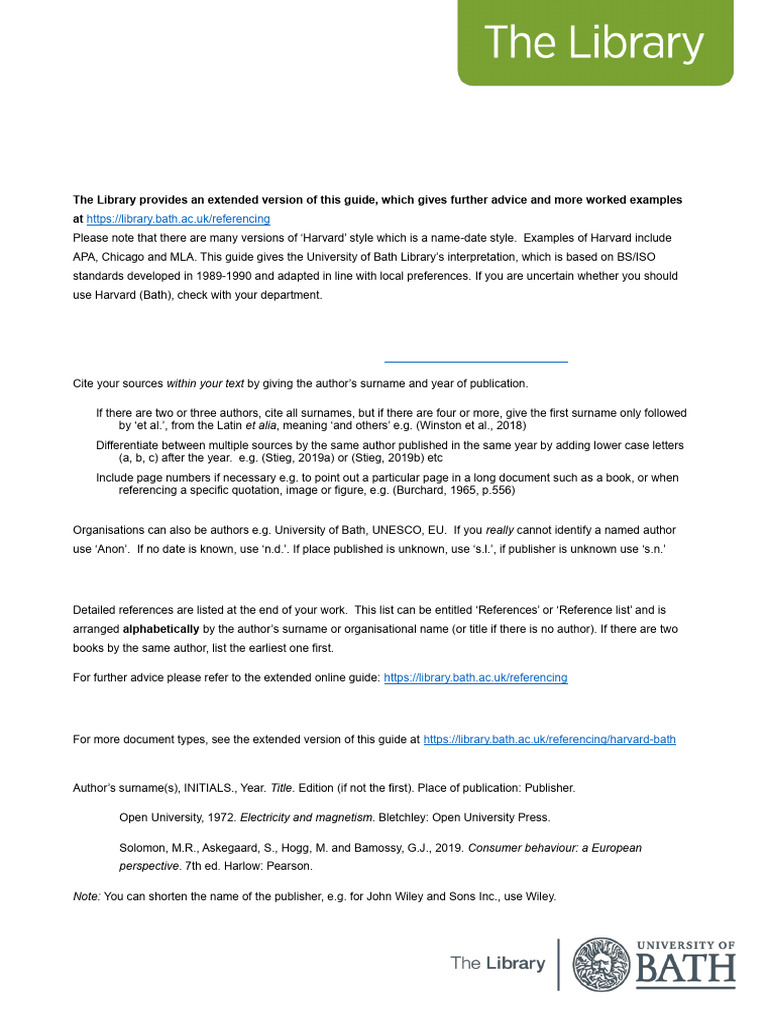 Harvard Bath Style Guide | PDF | Academic Journal | Letter Case