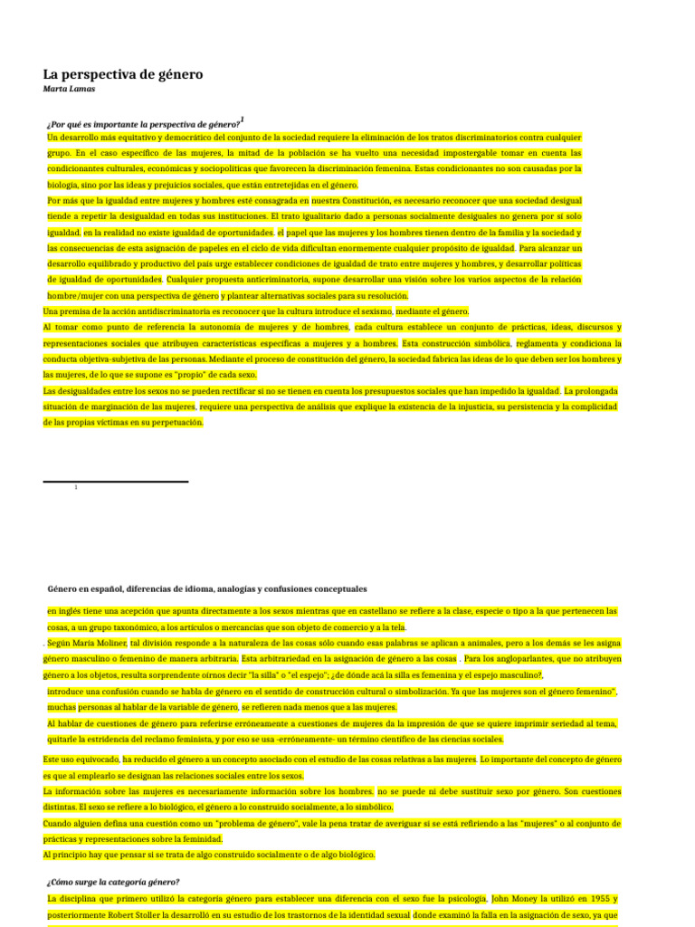 Texto 6 Lamas J M - La Perspectiva de Genero | PDF | Género | Estudios ...
