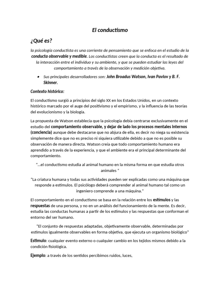 conductismo | PDF | Behaviorismo | Comportamiento