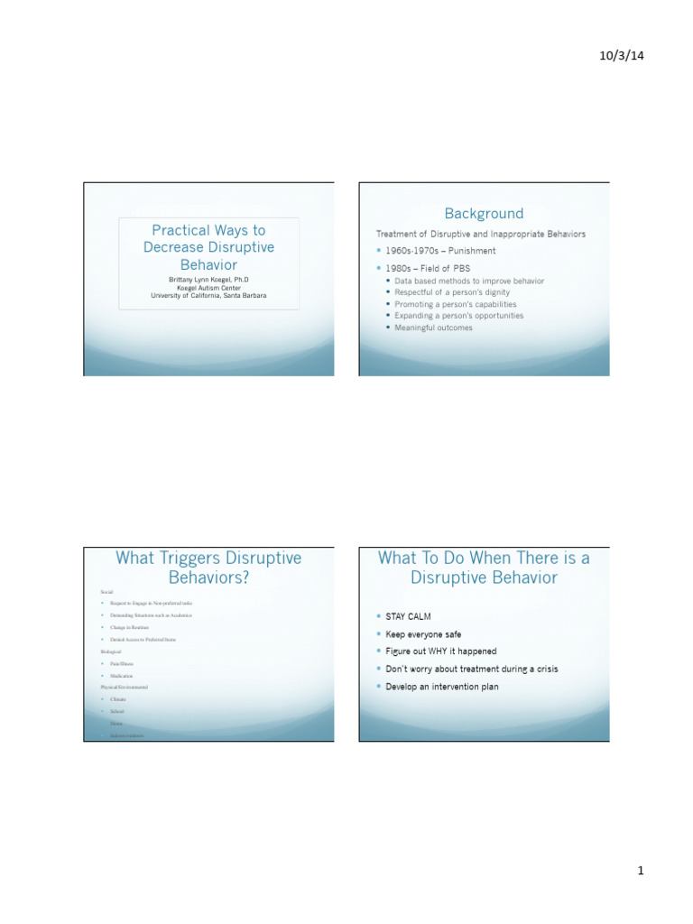 Disruptive Behaviors-Handoutslides | PDF | Reinforcement | Psychology