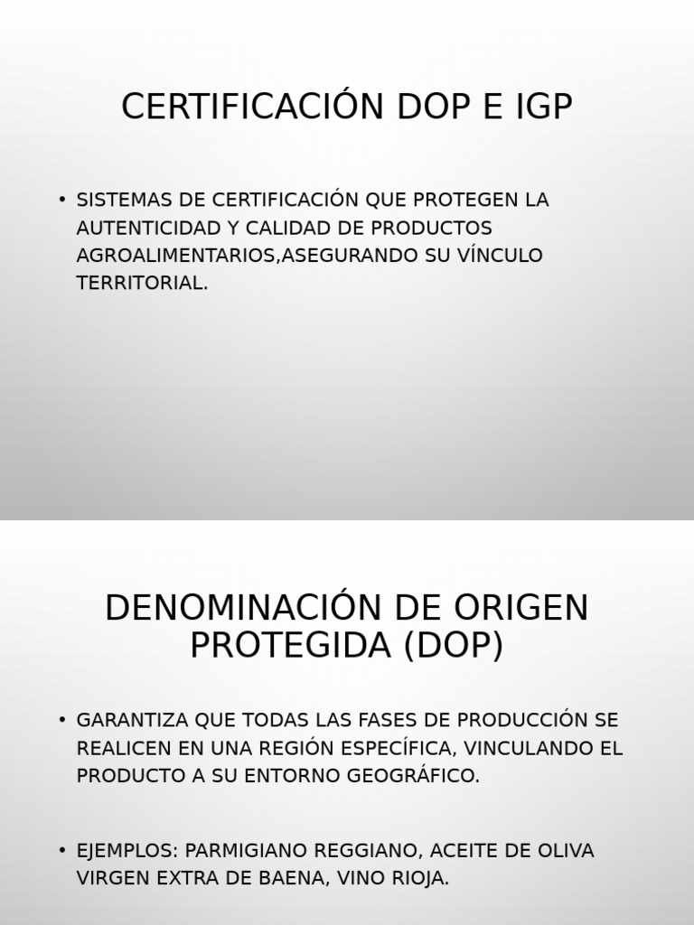 Certificacion DOP IGP | PDF