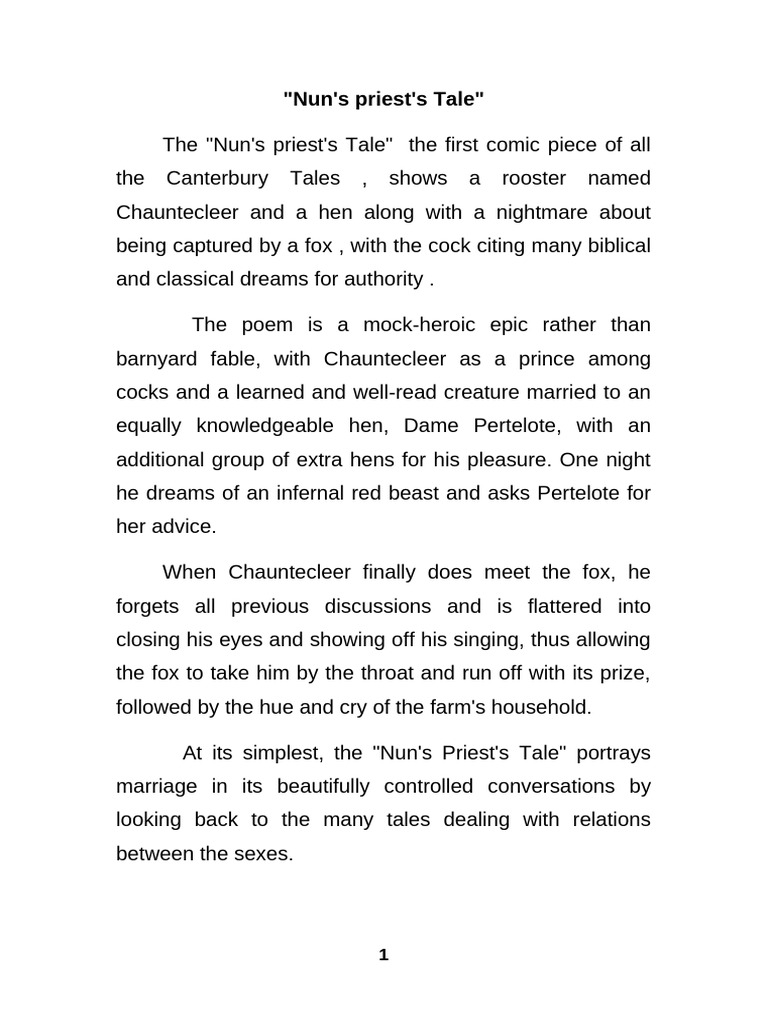 Nun's Priest's Tale | PDF