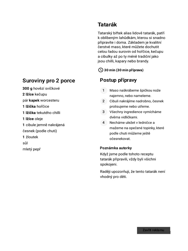 Tatarák - TopRecepty - CZ | PDF