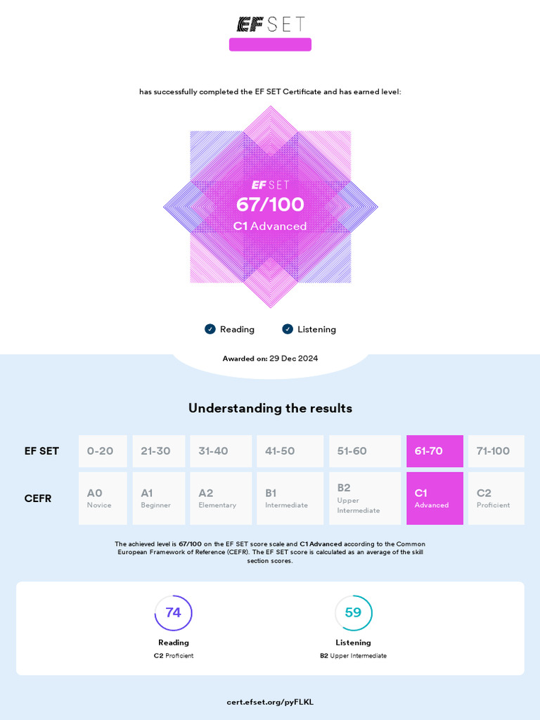 EF SET Certificate | PDF
