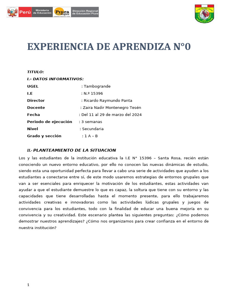 Experiencia de Aprendizaje #1 | PDF | Aprendizaje | Cognición