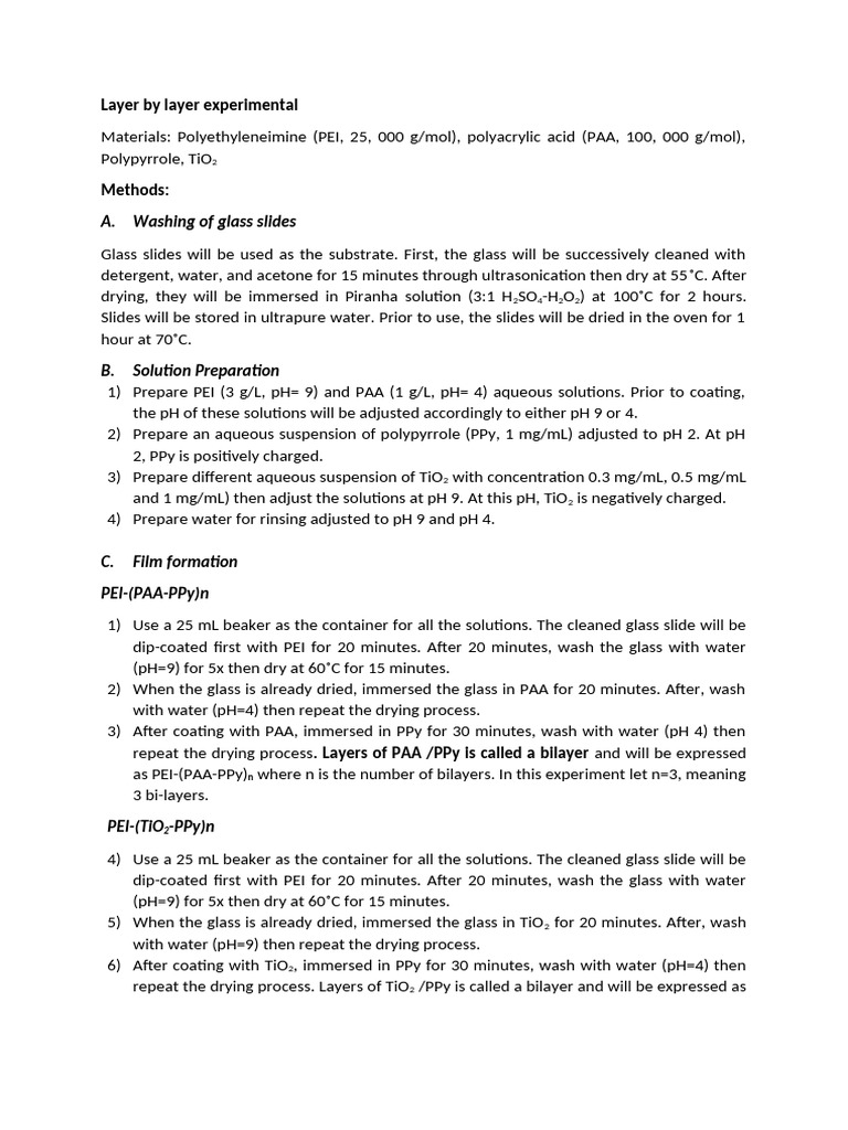 Layer by Layer Methodology | PDF | Ph | Titanium Dioxide