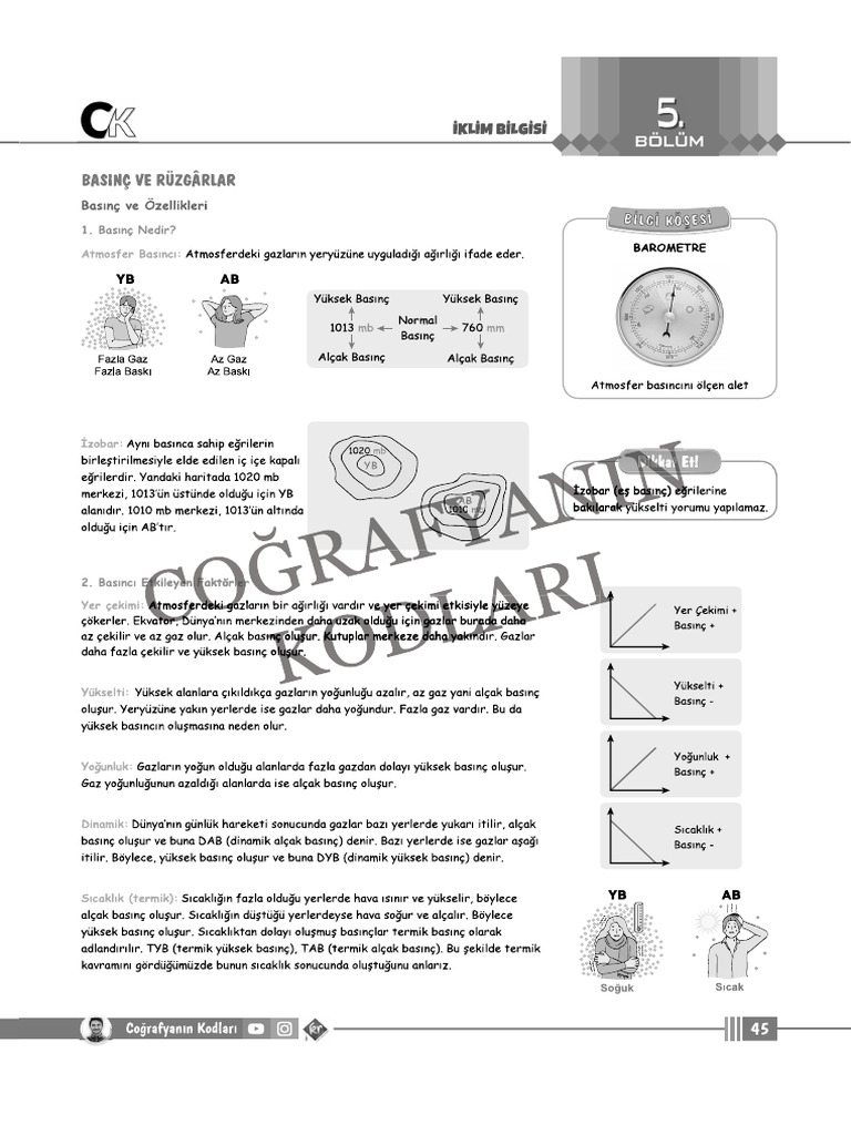 9.sinif Tyt Cografya Basinc Ve Ruzgarlar Konu Anlatimi PDF | PDF