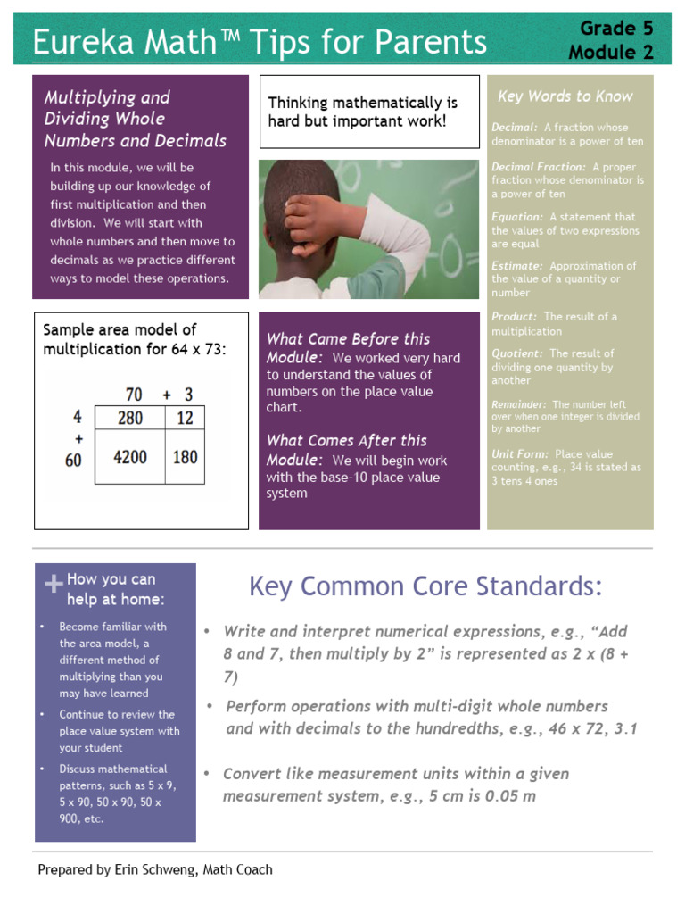 Parent Tip Sheet Grade 5 Module 2 Pdf Numbers Multiplication