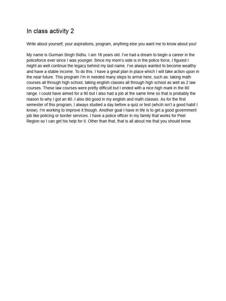 In Class Activity 2 | PDF