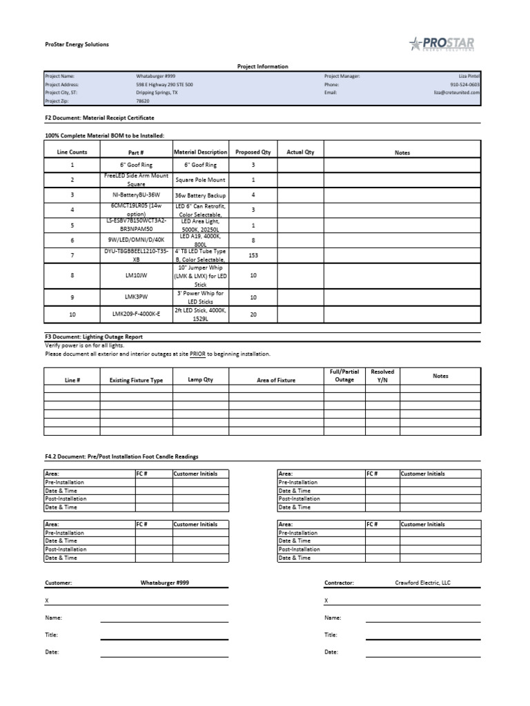 WB 999 Project Forms 12.26.24 | PDF | Fluorescent Lamp | Lighting