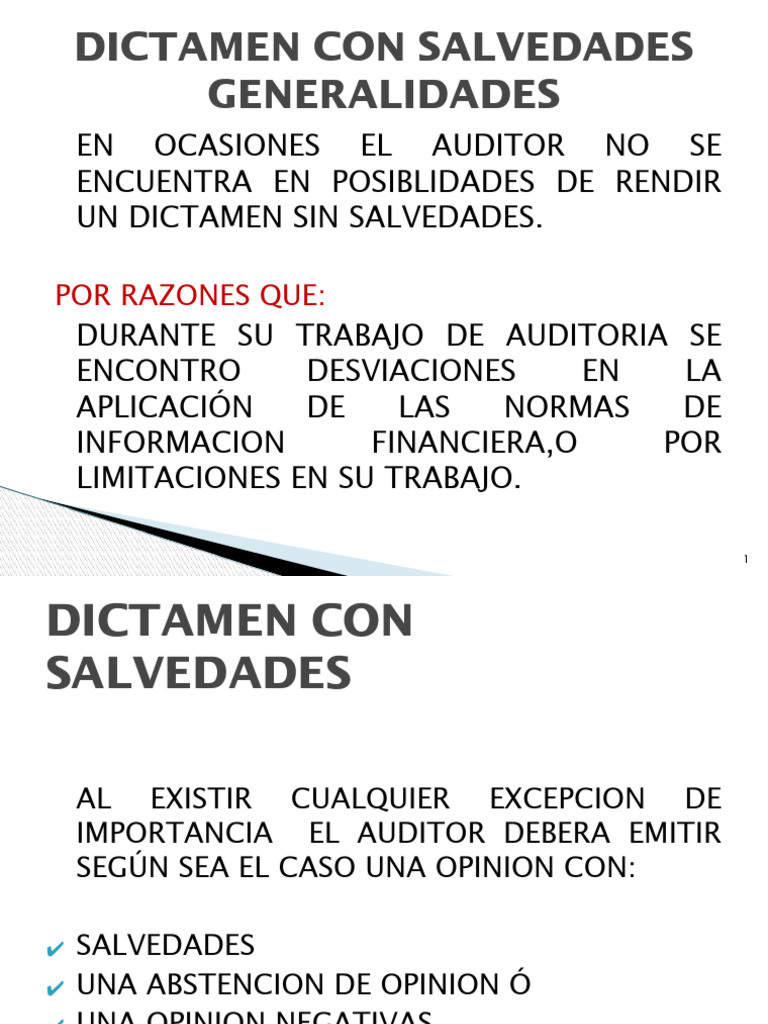 Dictamen con Salvedades en Auditoría | PDF | Auditoría | Estado financiero