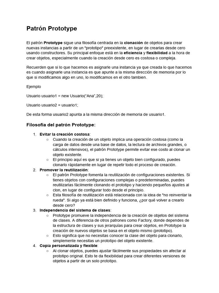 Patrón Prototype | PDF | Informática | Programación de computadoras