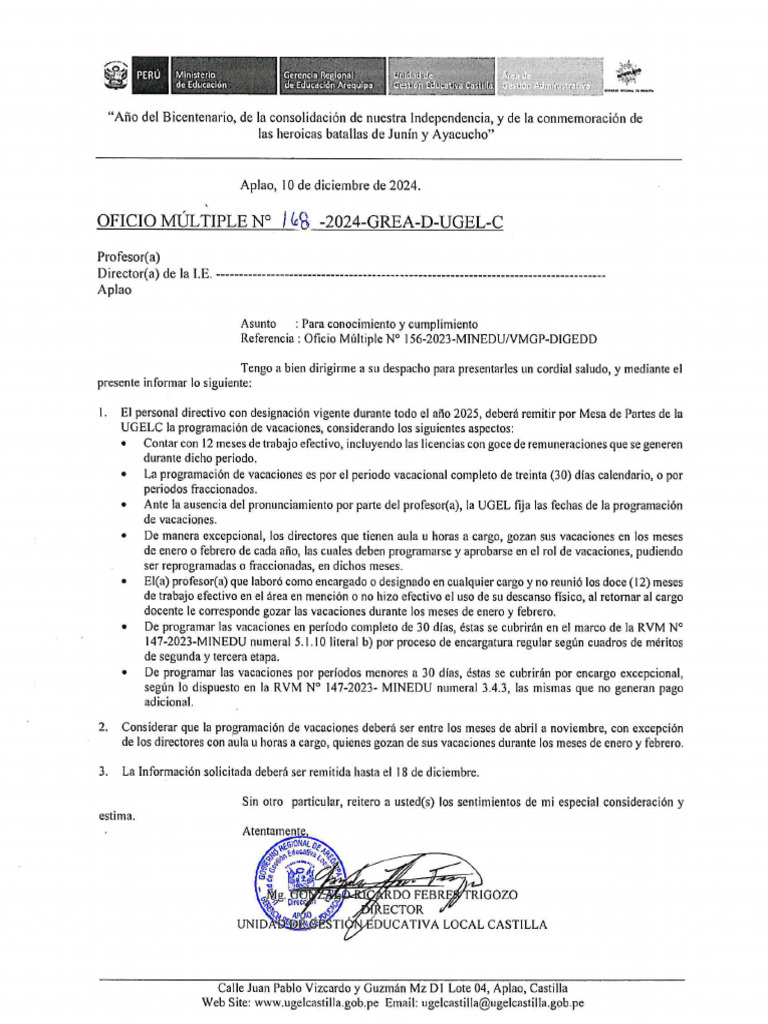 Oficio Multiple #168-2024 | PDF