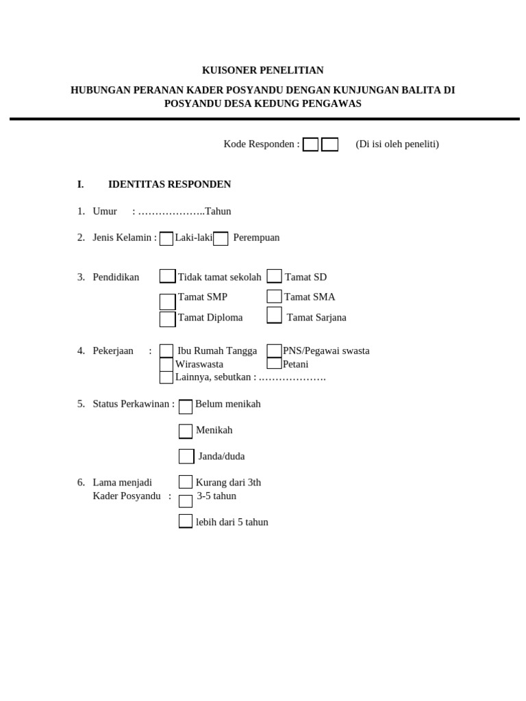 data demografi dan kuisoner | PDF