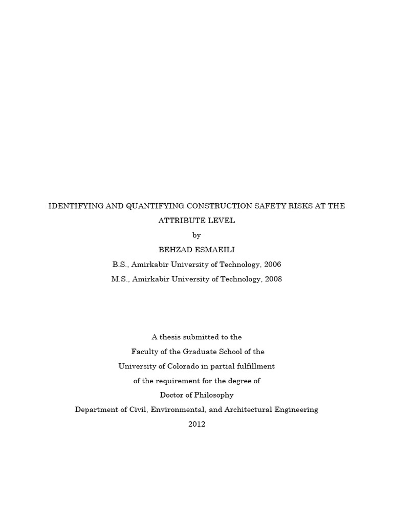 Identifying and Quantifying Construction Safety Risks at The Attribute ...