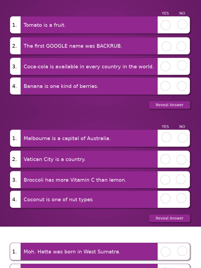 True or False Quiz Game | PDF