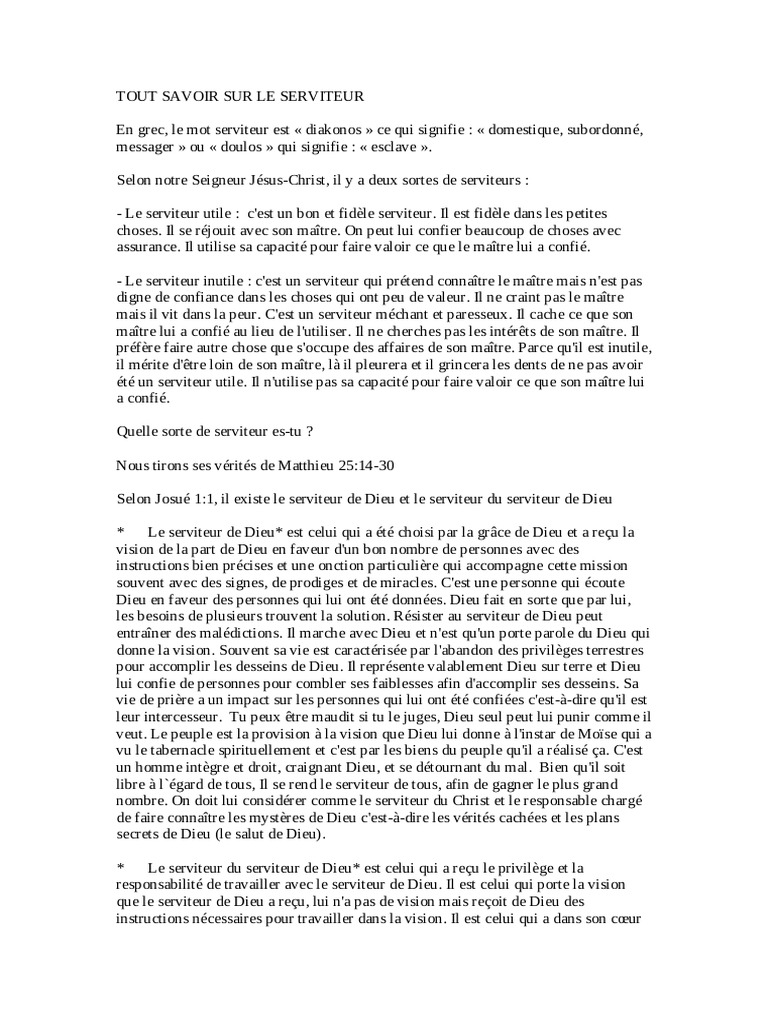 Comprendre le rôle du serviteur de Dieu | PDF | Dieu